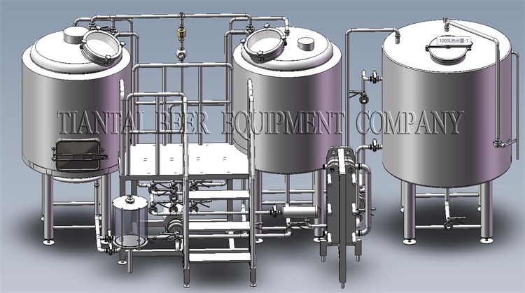 Tiantai 500L Brewhouse 3D Drawing | TIANTAI® 1-200hl Micro Beer Brewery ...